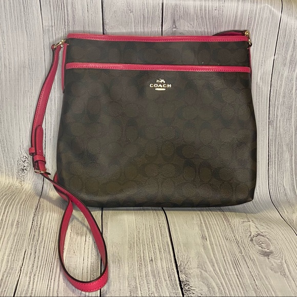 Coach | Bags | Nwt Coach Signature File Bag Brownpink Ruby | Poshmark